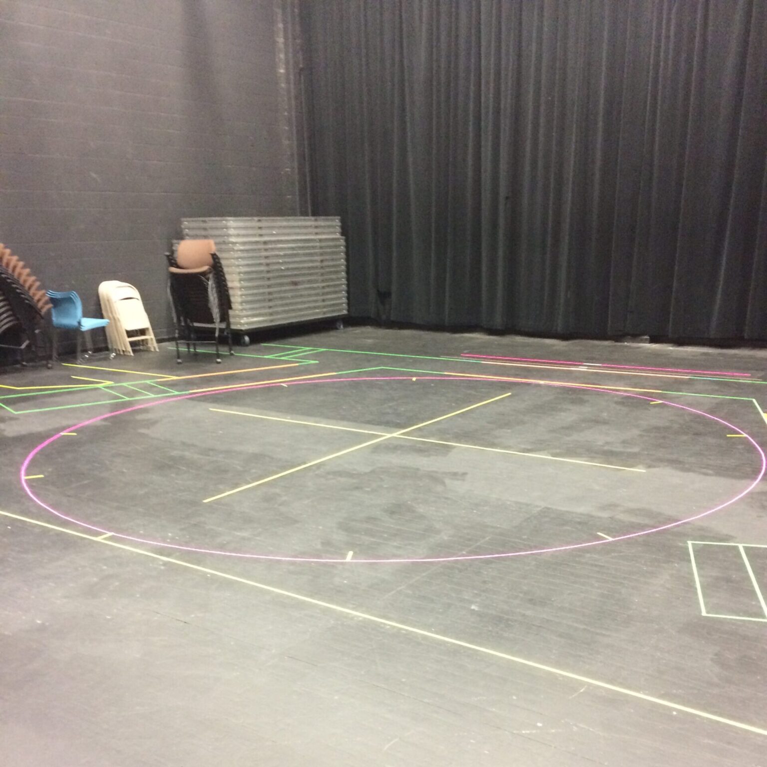 Taping Circles with Spike Tape : Erin Joy Swank - Stage Manager